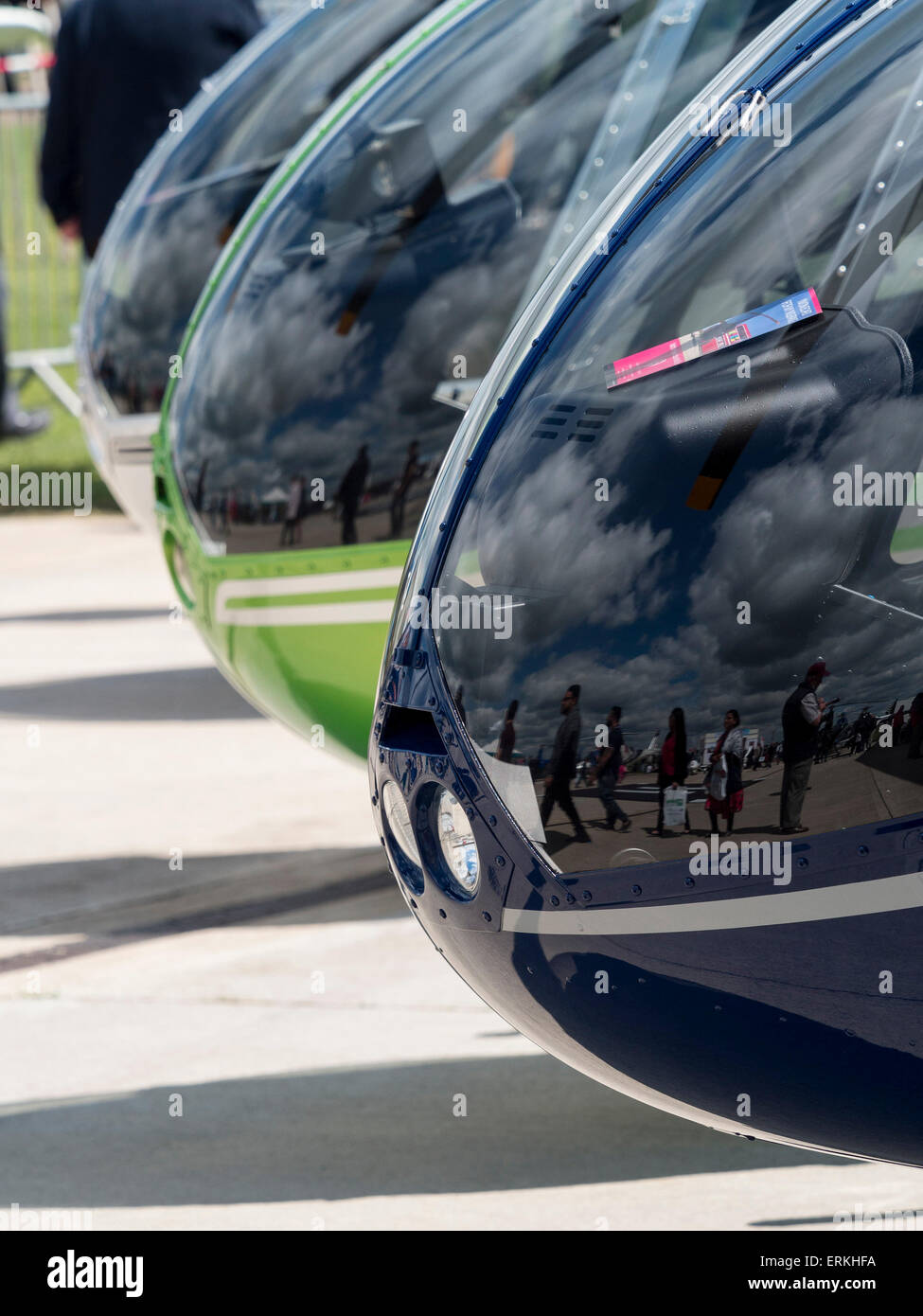 the glass windscreen of a Robinson two-seater leisure helicopter,at ...