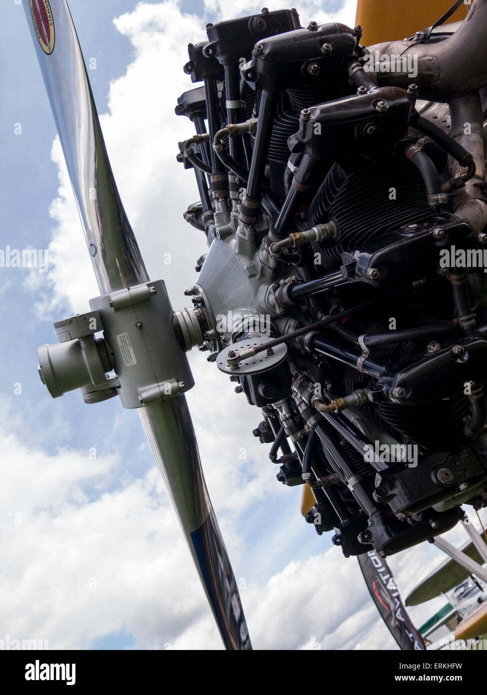 the radial engine and propeller of a Stearman biplane,at Aerexpo 2015 ...