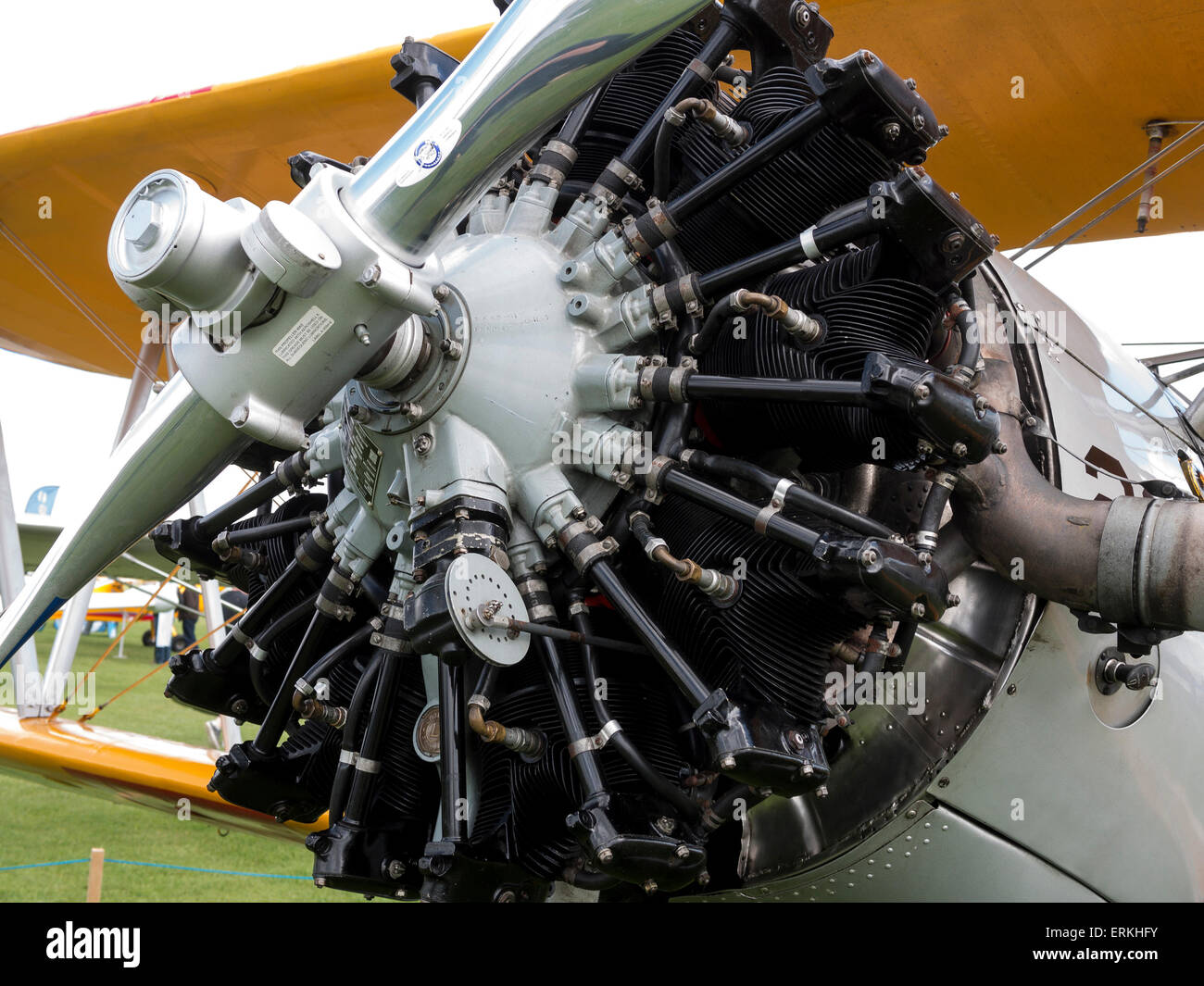 the radial engine and propeller of a Stearman biplane,at Aerexpo 2015 ...