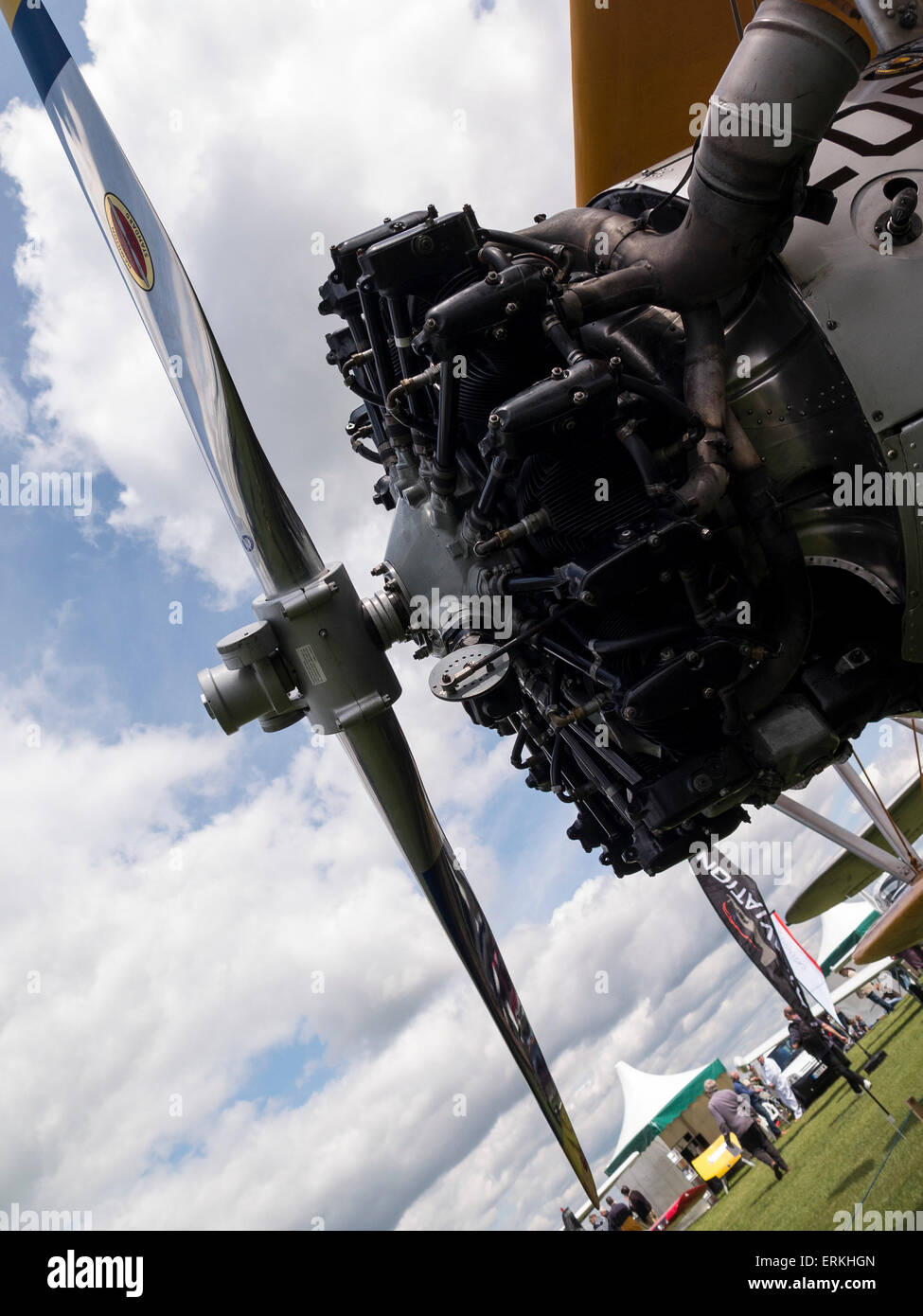 the radial engine and propeller of a Stearman biplane,at Aerexpo 2015 ...