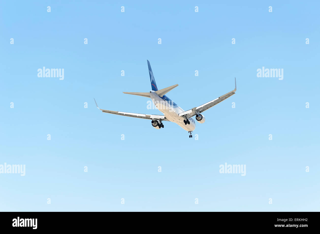 Aircraft -Boeing 767-316-, of -LAN Airlines- airline, landing on Madrid ...