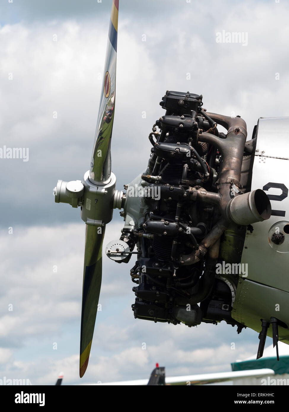 the radial engine and propeller of a Stearman biplane,at Aerexpo 2015 ...