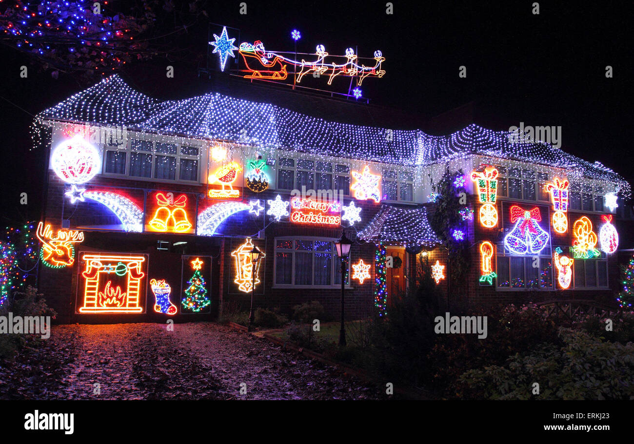 A house on St Neots Road, Sandy, Bedfordshire have switched on their ...