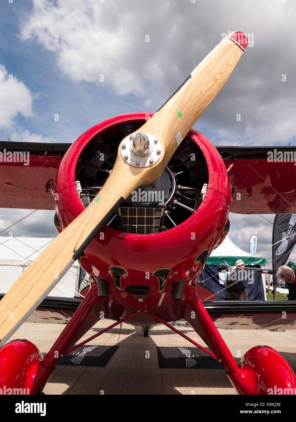 the engine and propeller of a Waco sport biplane,at Aerexpo 2015 ...