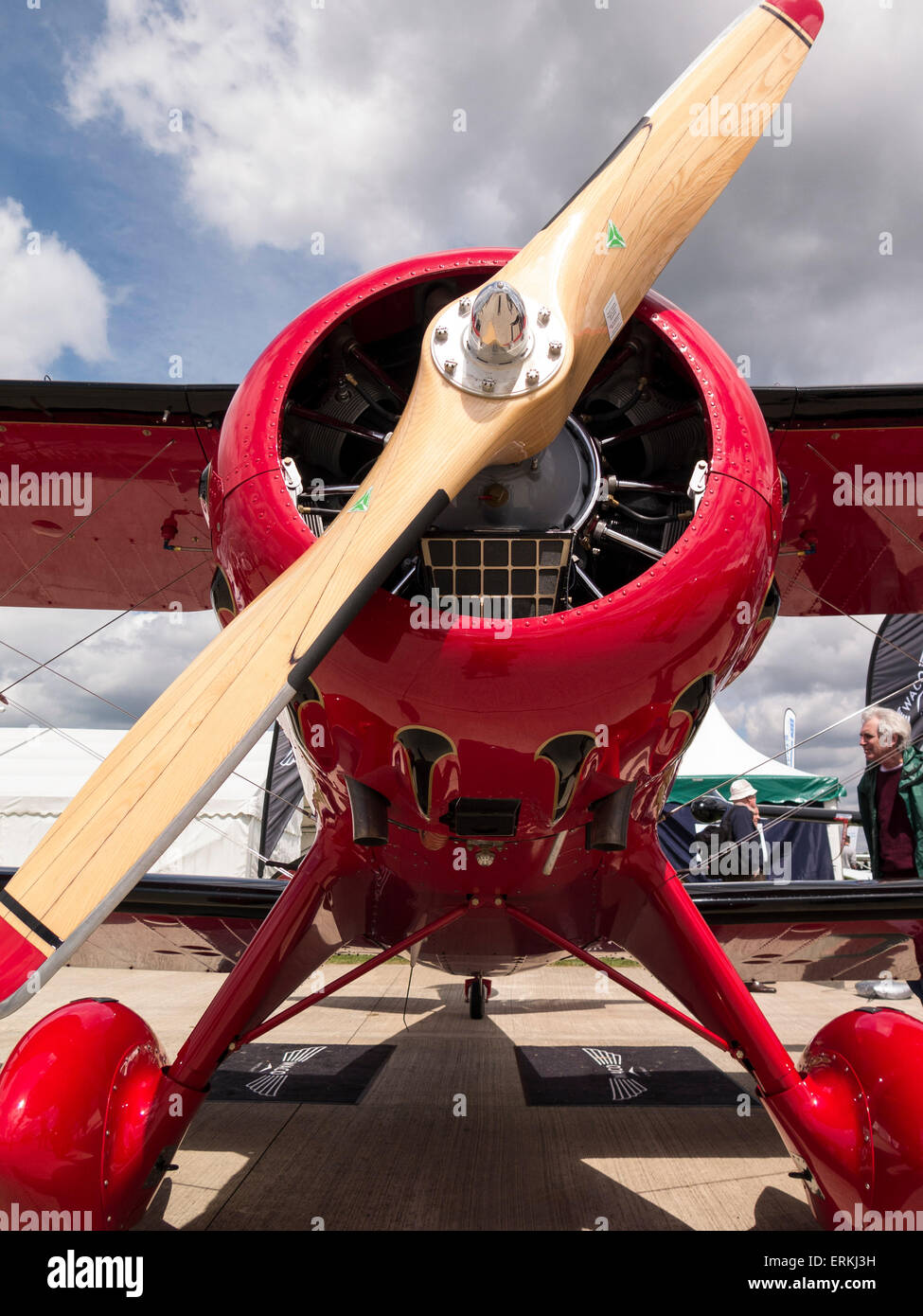 the engine and propeller of a Waco sport biplane,at Aerexpo 2015 ...