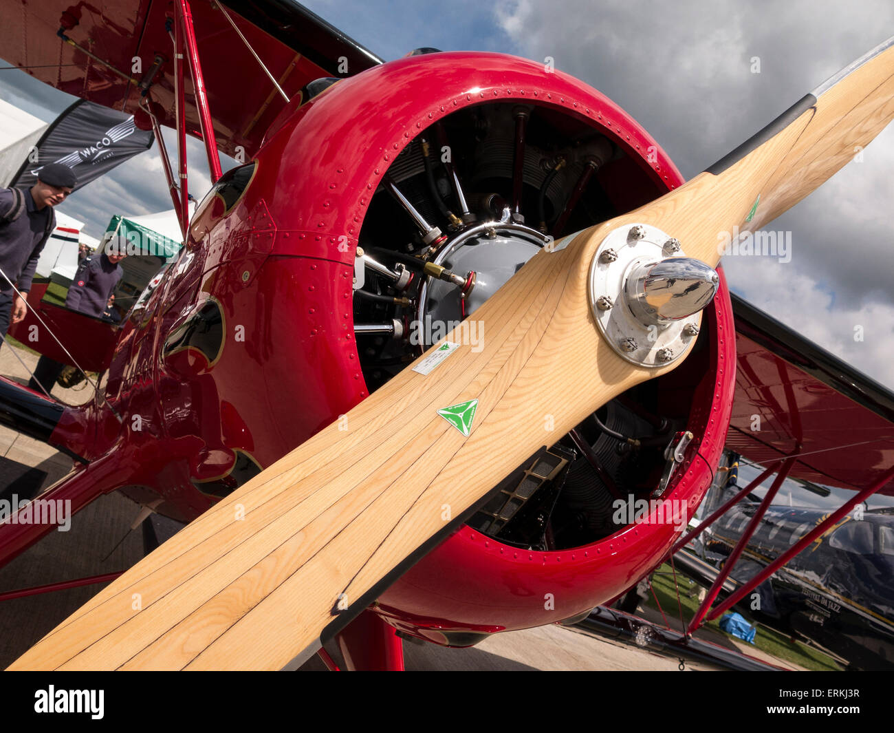 the engine and propeller of a Waco sport biplane,at Aerexpo 2015 ...