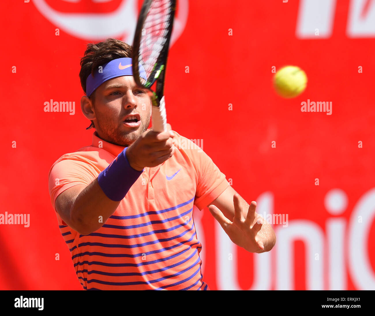 Prostejov, Czech Republic. 4th June, 2015. Serbian tennis player Filip ...