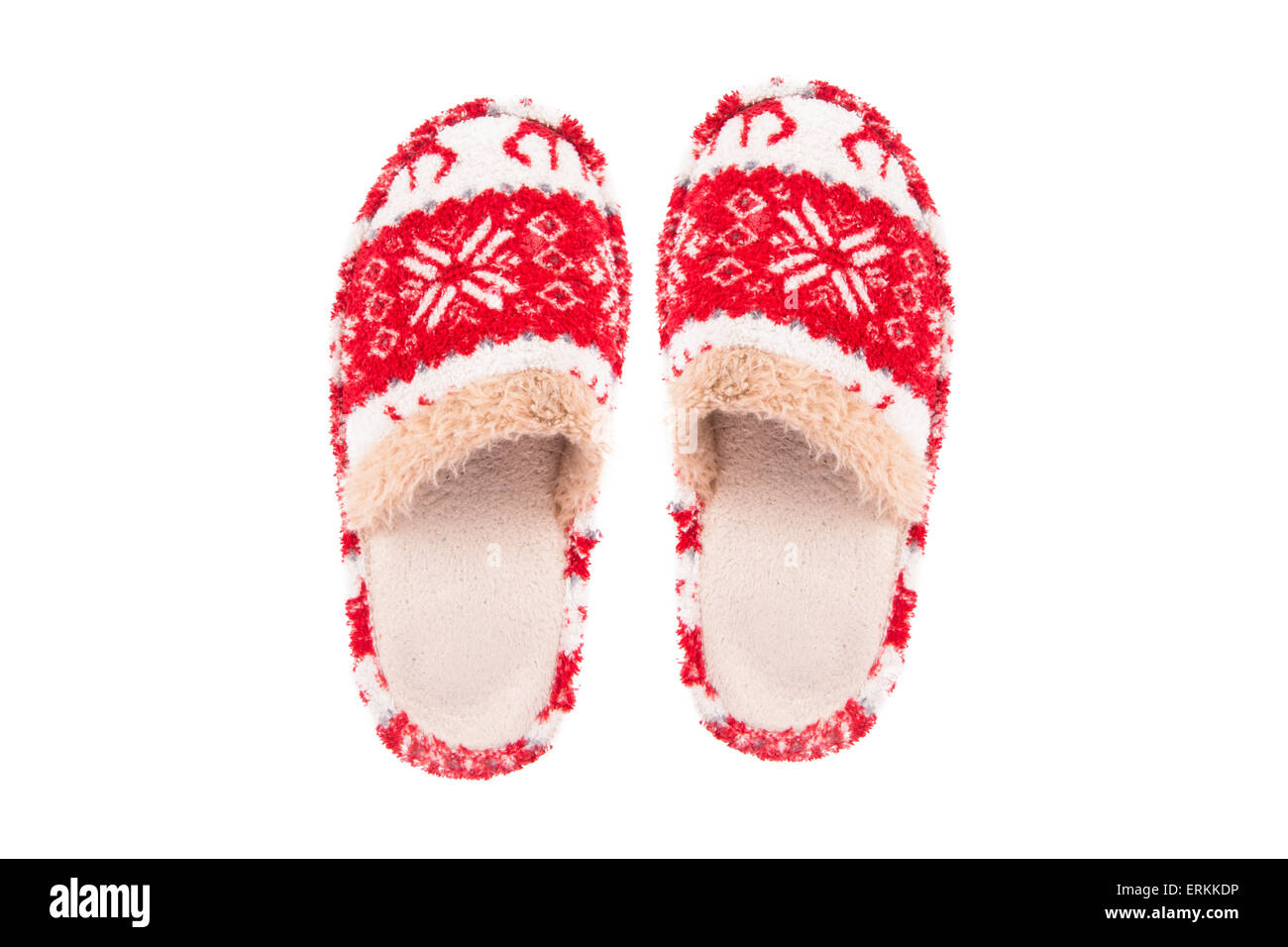 Red indoor slipper isolated on white background Stock Photo - Alamy