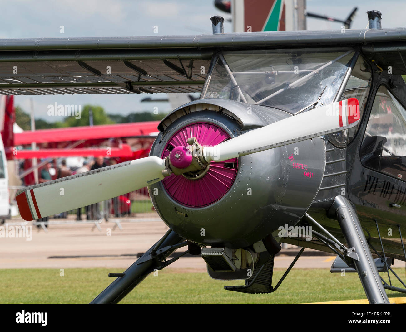 A Wilga short take-off utility aircraft,at Aerexpo 2015 aviation event ...