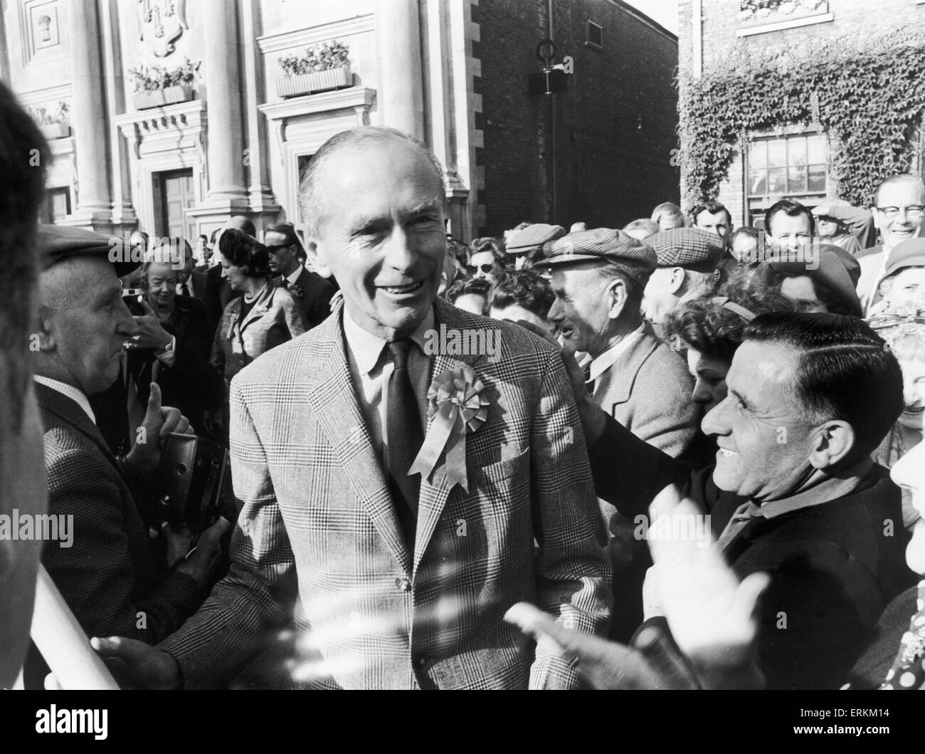 Prime Minister Sir Alec Douglas Home seen here in Kings Lynn during a ...
