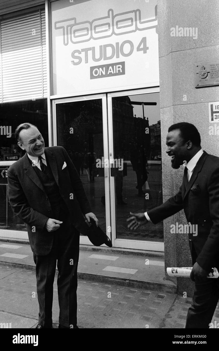 Enoch Powell MP Wolverhampton South West, pictured being greeted by a ...