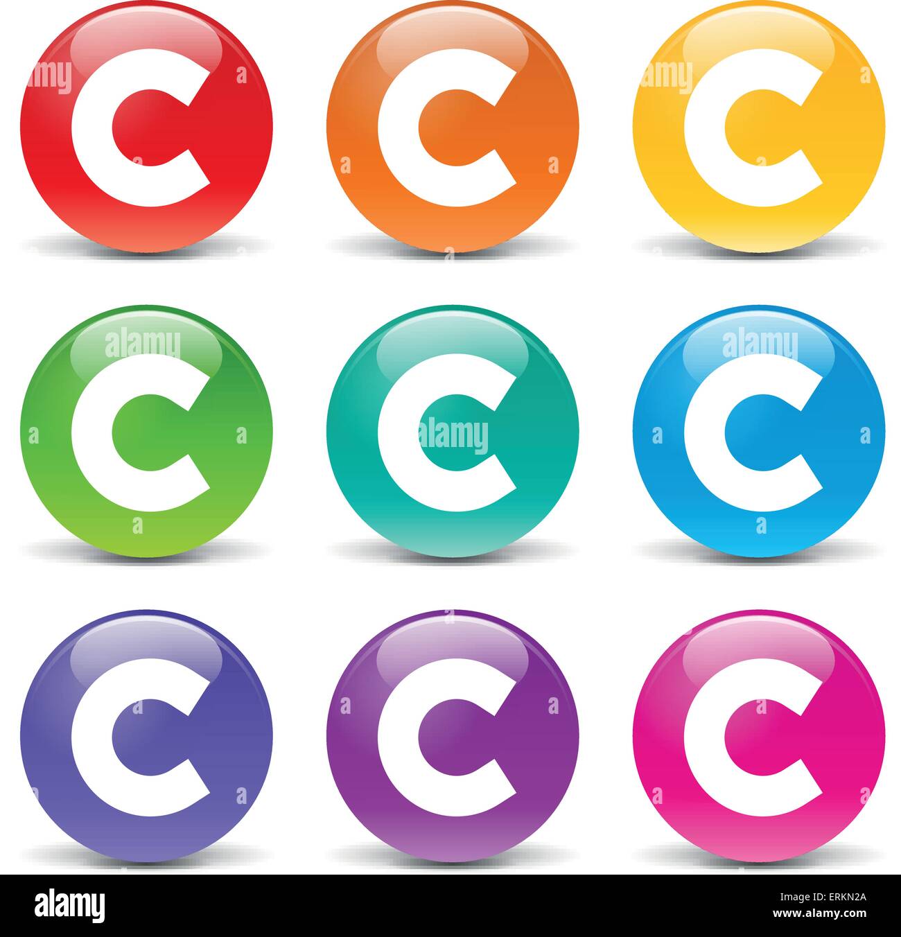 Vector illustration of copyright set icons on white background Stock ...
