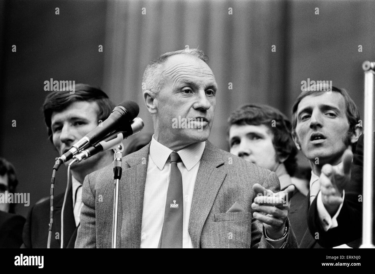 Liverpool manager Bill Shankly pictured on his side's homecoming to the ...