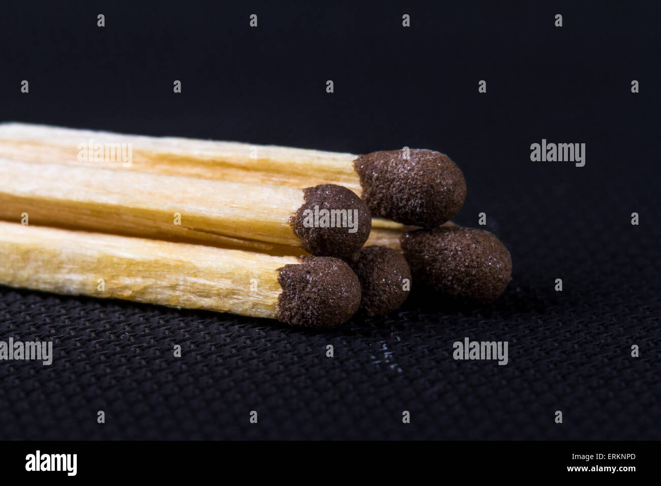 Close up detailed front view of matches, on black background Stock ...