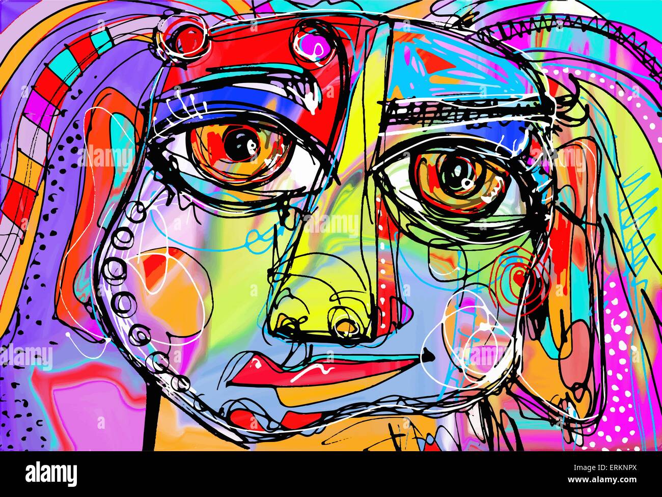 original abstract digital painting of human face Stock Vector Image ...