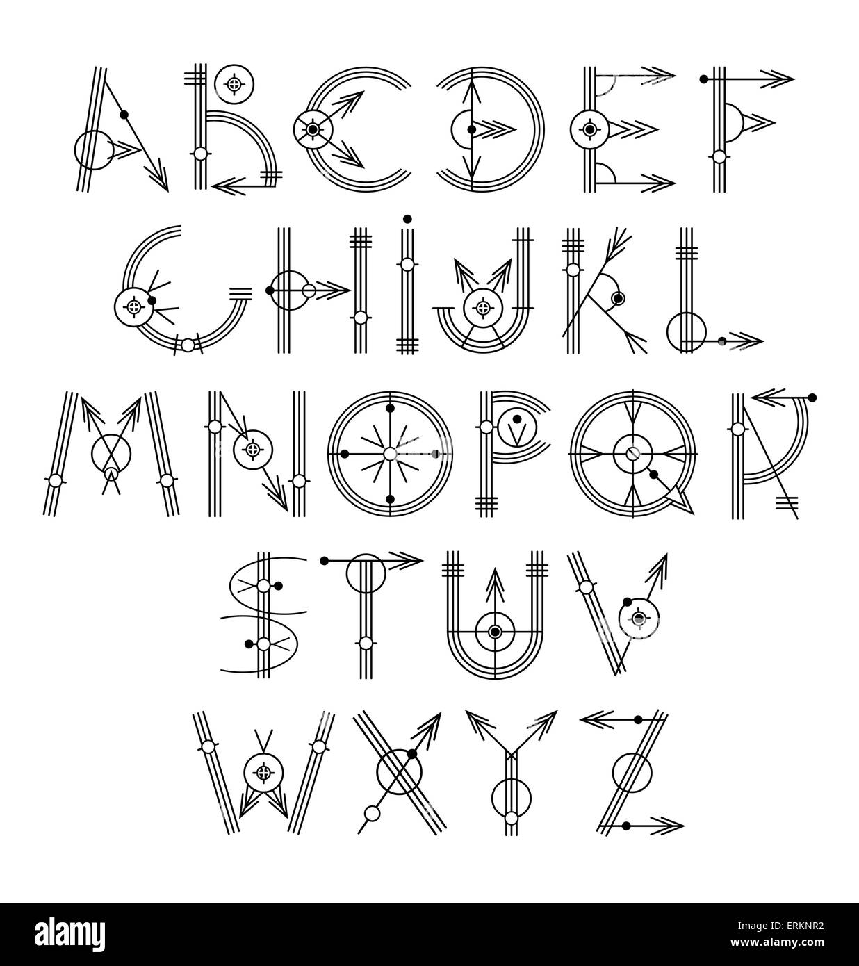 original unique creative hipster black alphabet font collection Stock ...