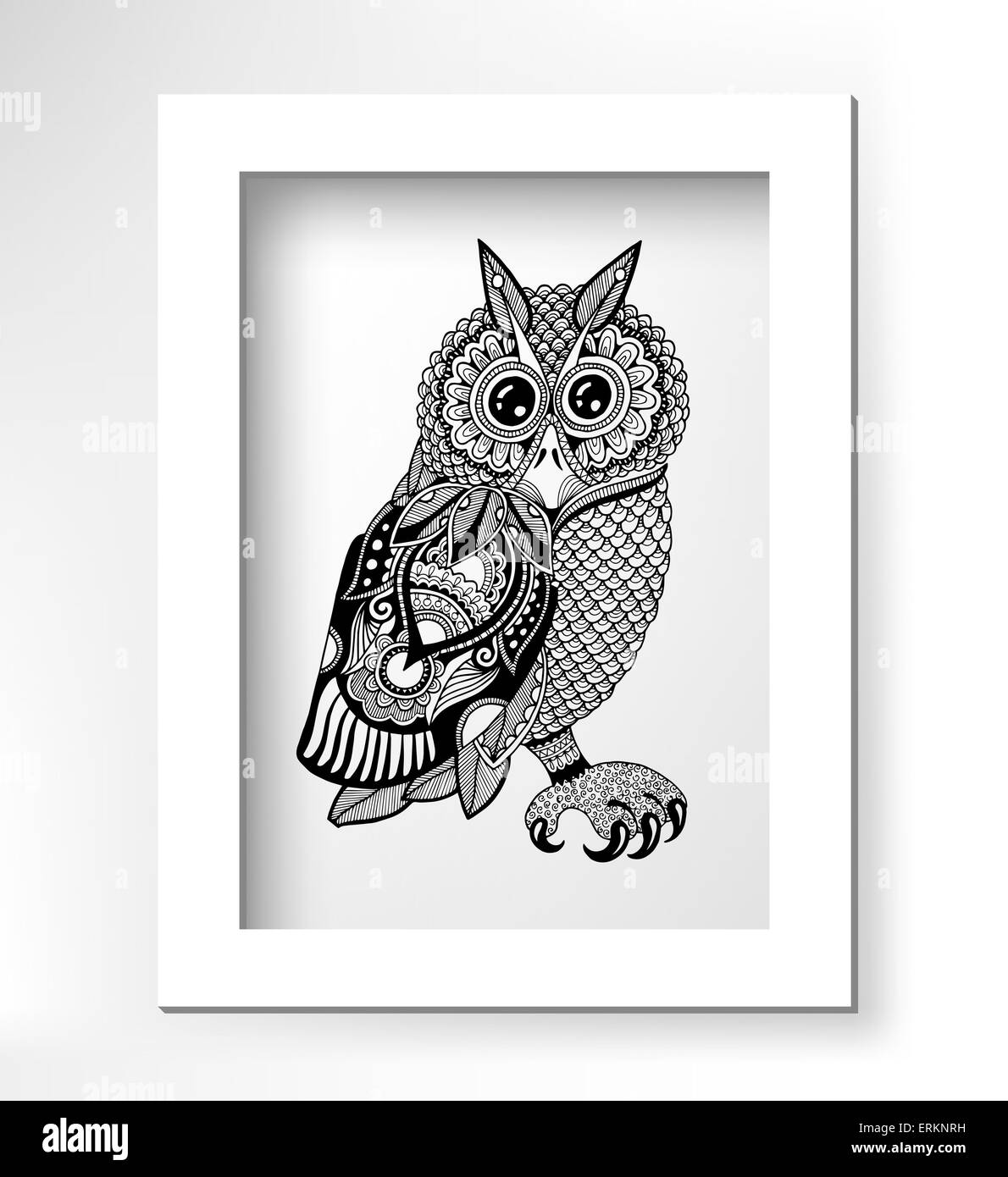 original artwork of owl, ink hand drawing in ethnic style Stock Vector ...