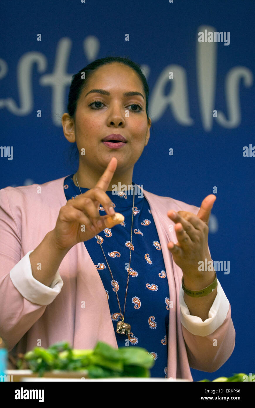 Shelina Permalloo, UK Masterchef winner 2012, giving a cooking ...