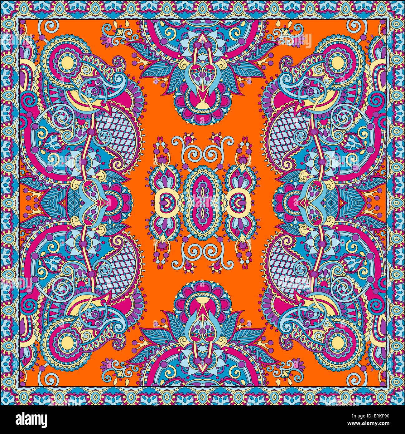 silk neck scarf or kerchief square pattern design in ukrainian s Stock ...