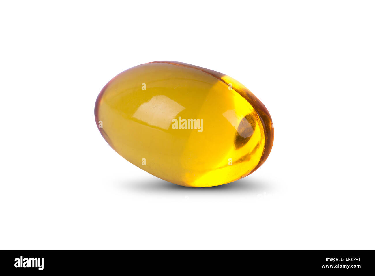 Detailed close-up yellow pill / vitamin with front view, isolated on ...
