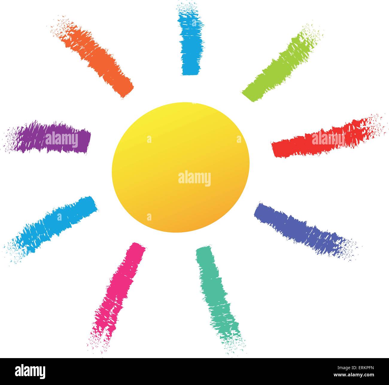 Vector illustration of colorful sun on white background Stock Vector ...