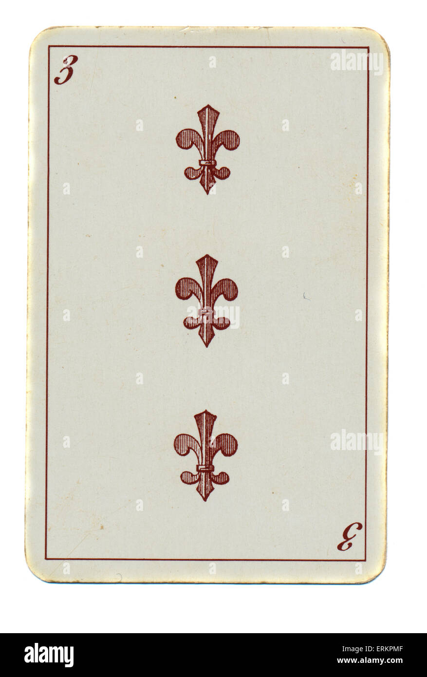 vintage playing card of cross number 3 isolated on white Stock Photo ...