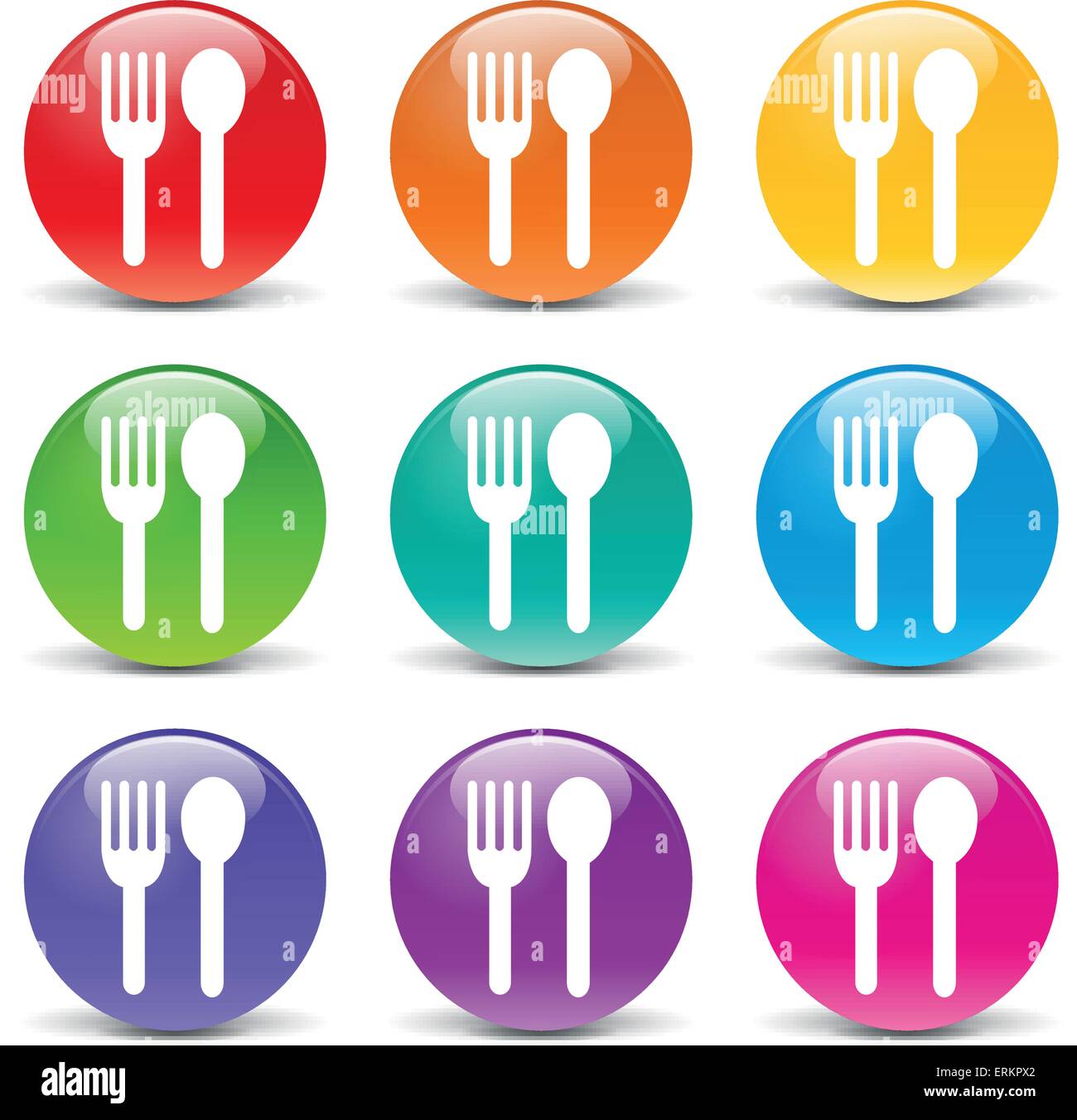 Vector illustration of restaurant set icons on white background Stock ...