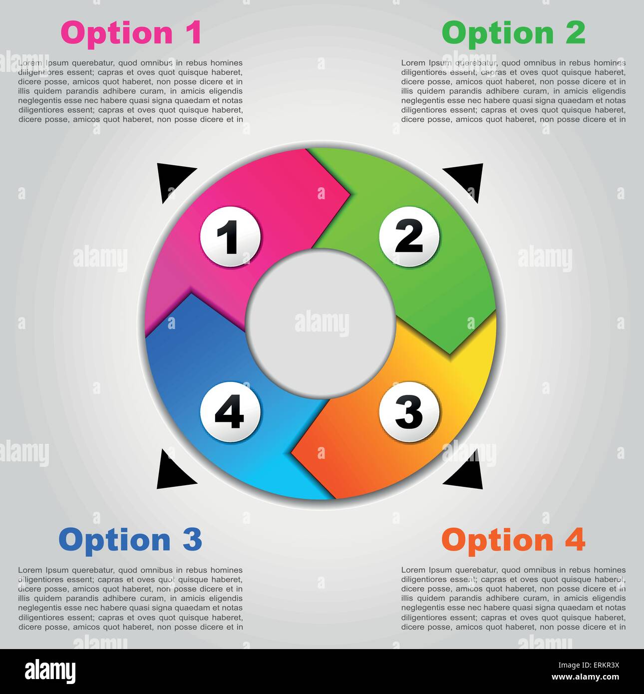 Vector illustration of four options round background concept Stock ...
