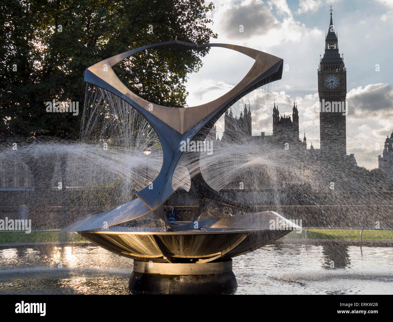 Big Ben, Gabo's Fountain, London, England, United Kingdom, Europe Stock ...