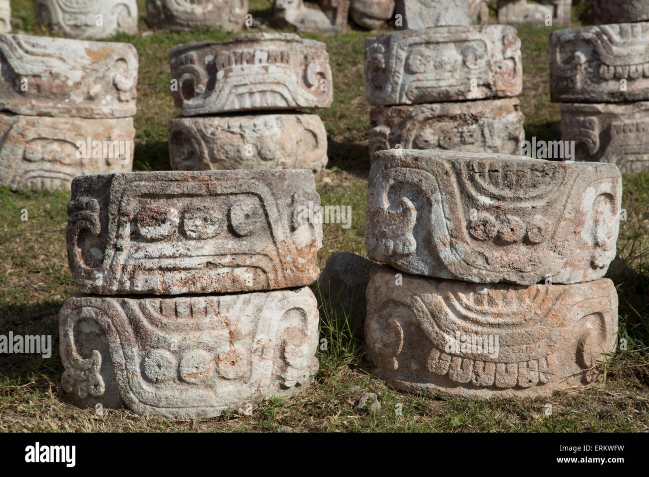 Stone Glyphs in front of the Palace of Masks, Kabah Archaeological Site ...