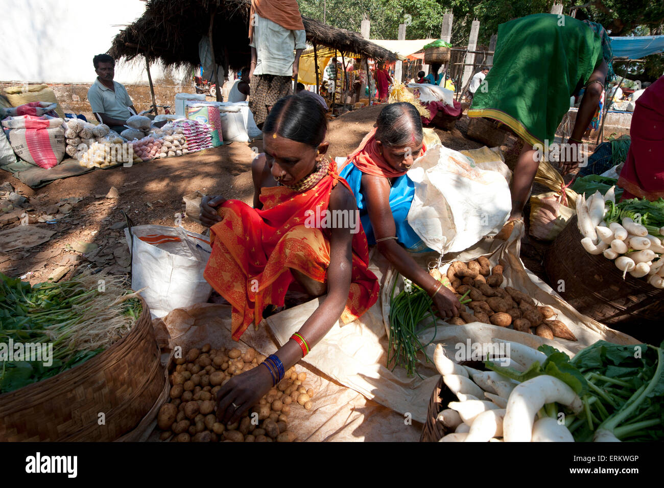 Mali tribal women selling their vegetables in Mali weekly tribal market ...