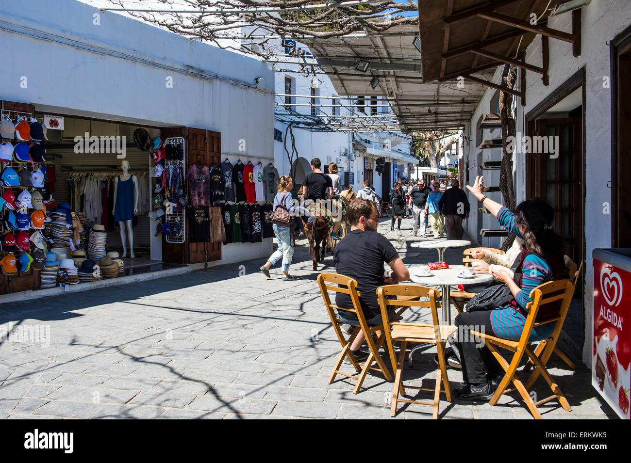 Town square in Lindos, Rhodes, Dodecanese Islands, Greek Islands ...