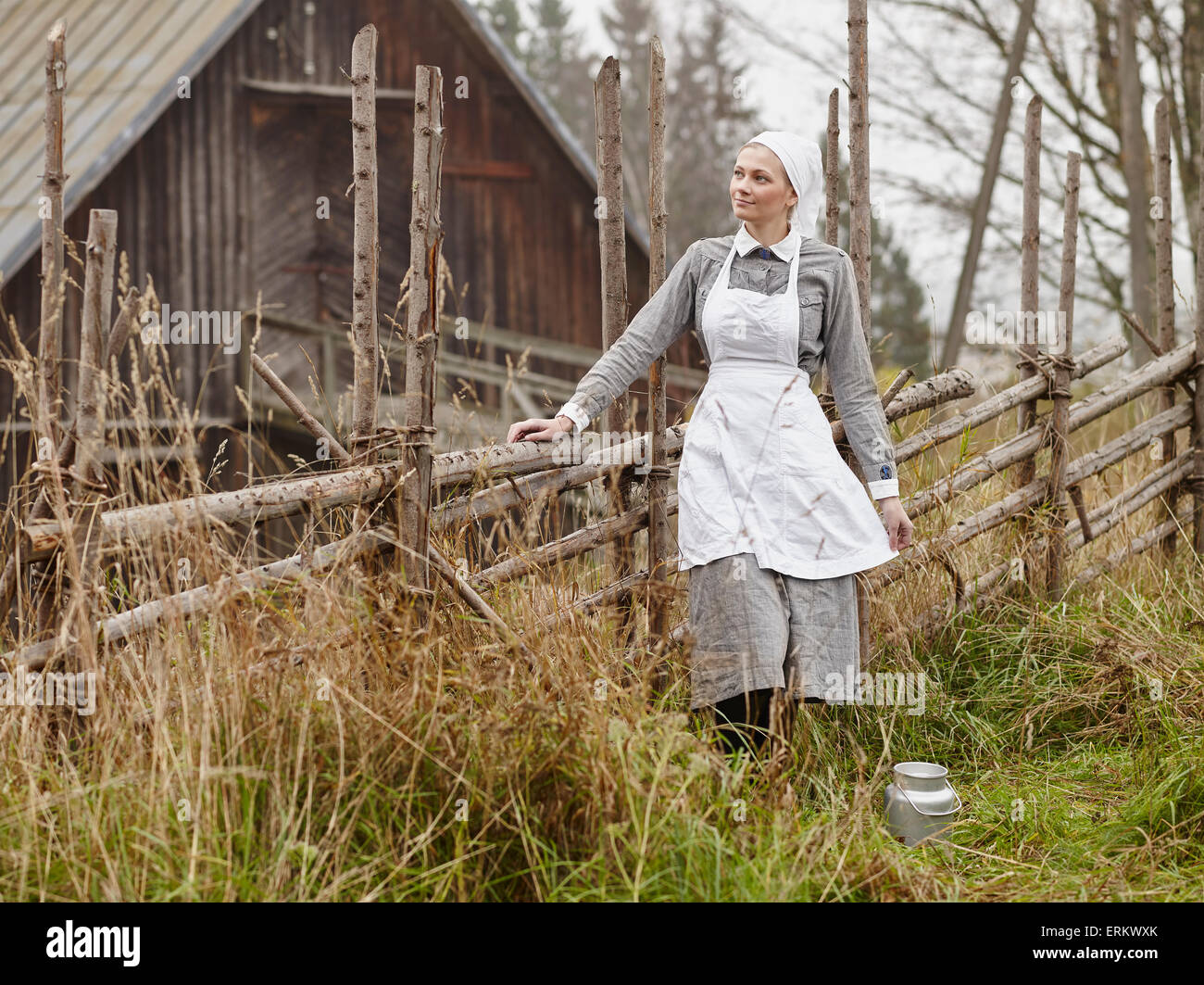 Historic costume theme World War II, Finnish Lotta. Photographed in the ...