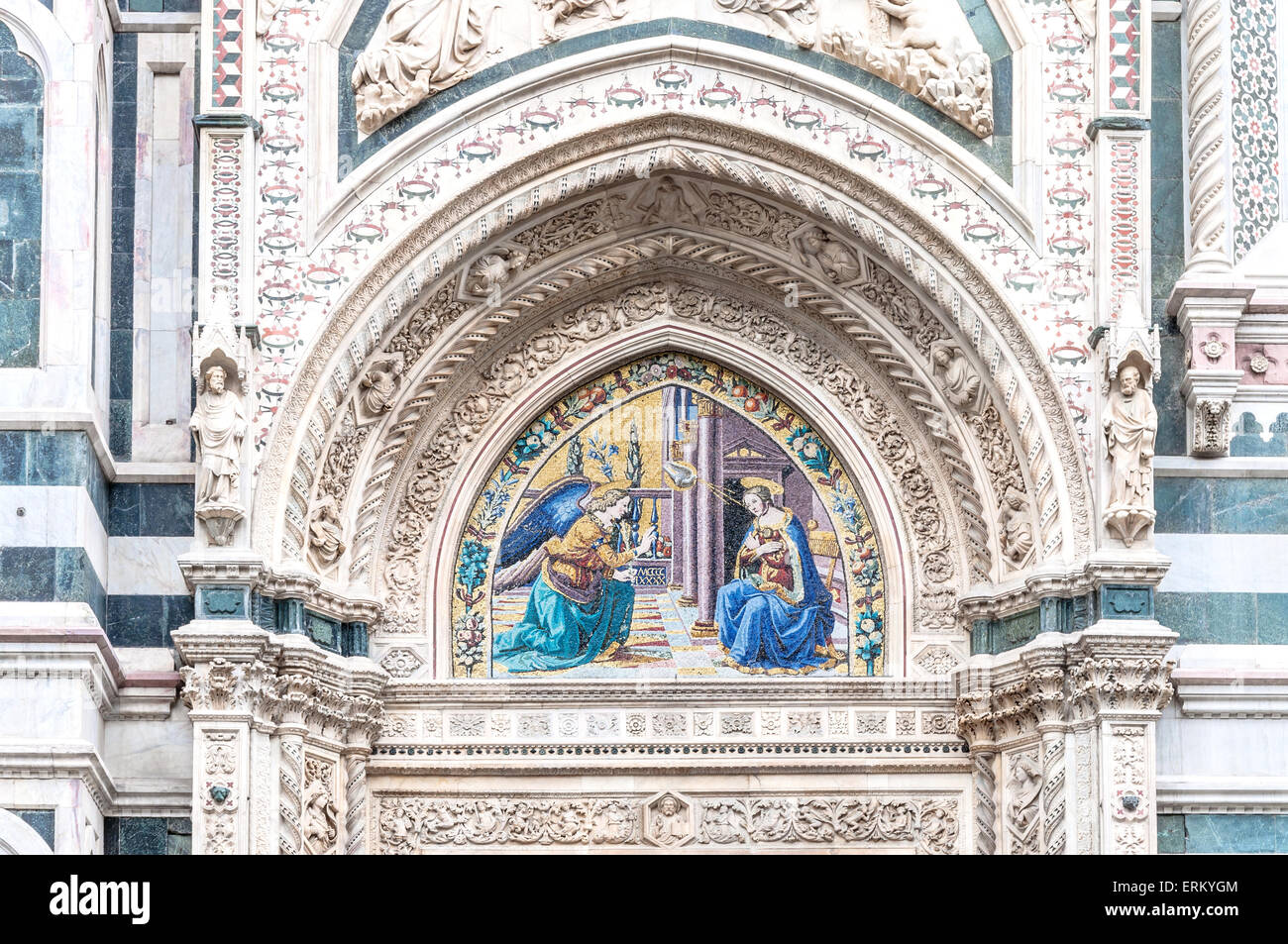 Detail of Santa Maria del Fiore Cathedral, the main church in Florence ...