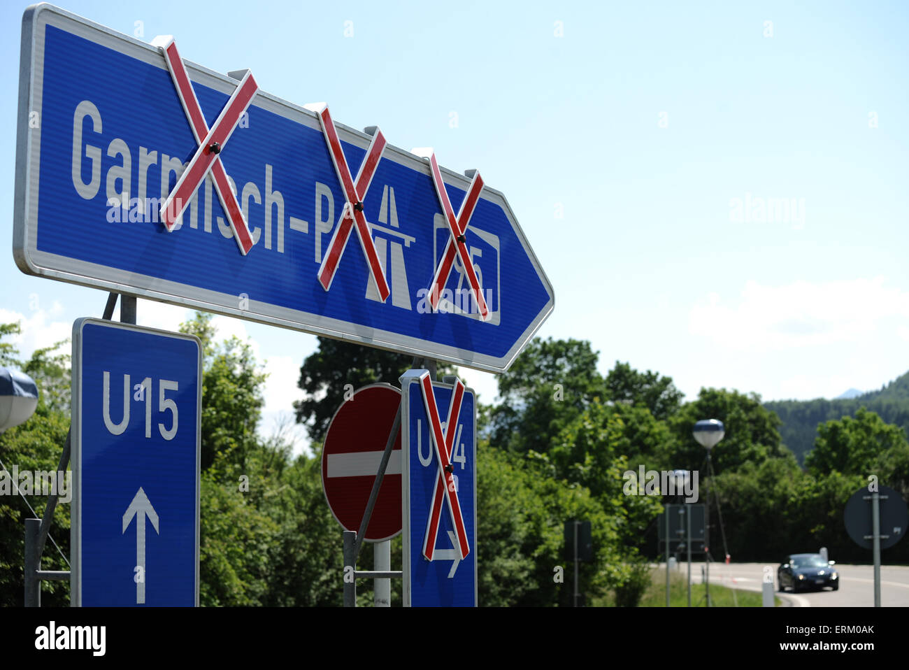A freeway entrance ramp to Garmisch-Patenkirchen is blocked on the ...