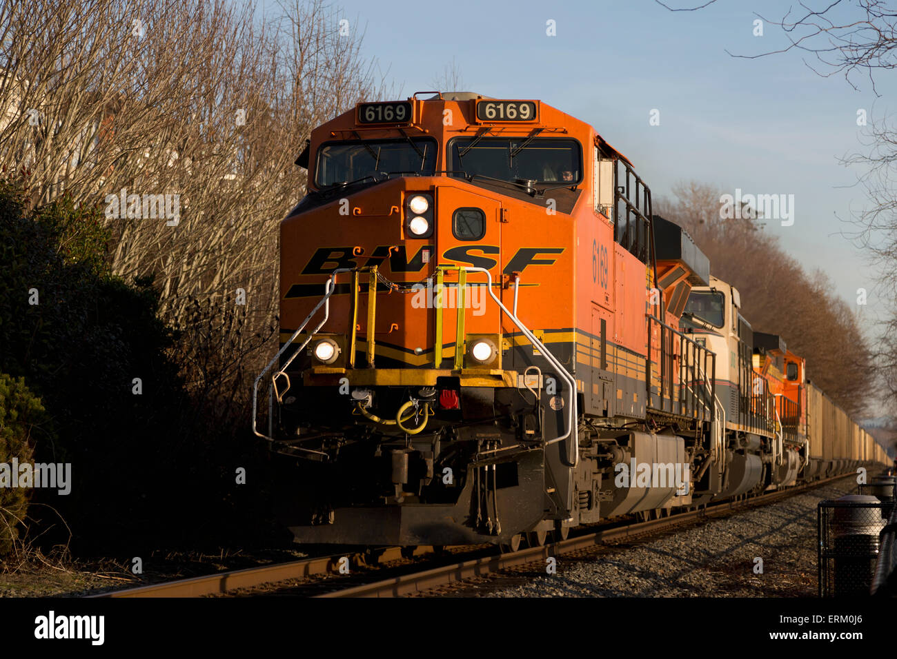 Engine and train on railroad tracks; White Rock, British Columbia ...