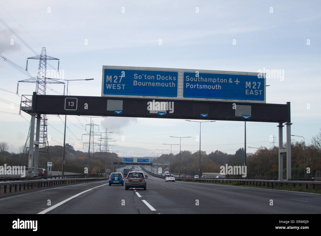 The M27 motorway sign Stock Photo - Alamy
