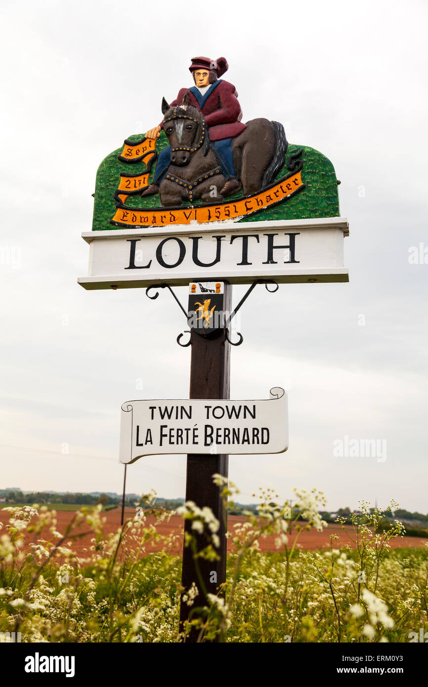 Louth Lincolnshire road sign welcome twin town UK England signs rural ...