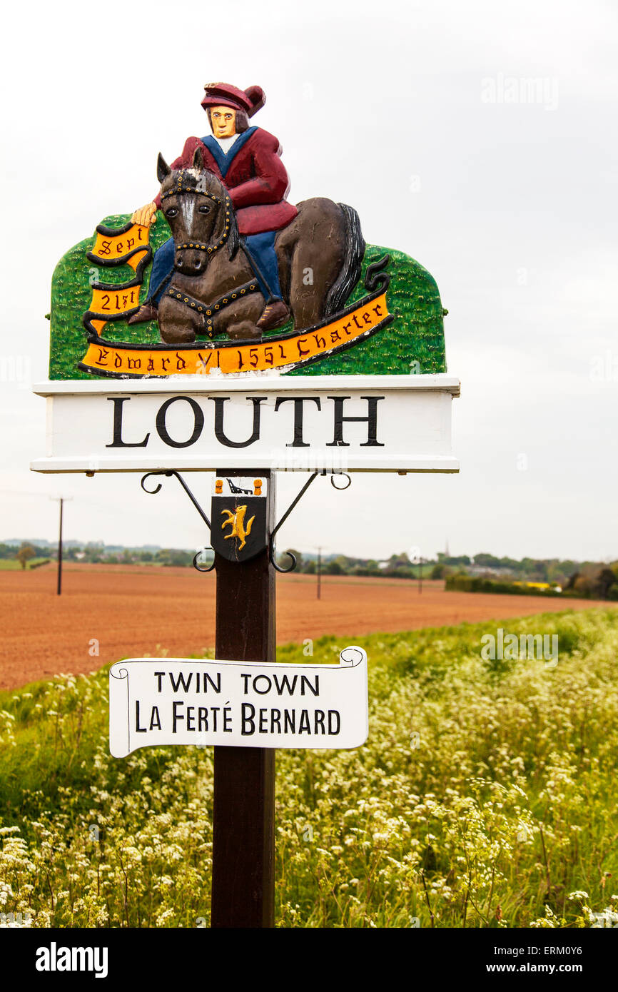 Louth Lincolnshire road sign welcome twin town UK England signs rural ...