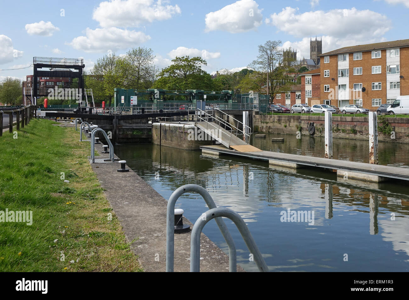 Locks on River Witham, Lincoln Stock Photo - Alamy