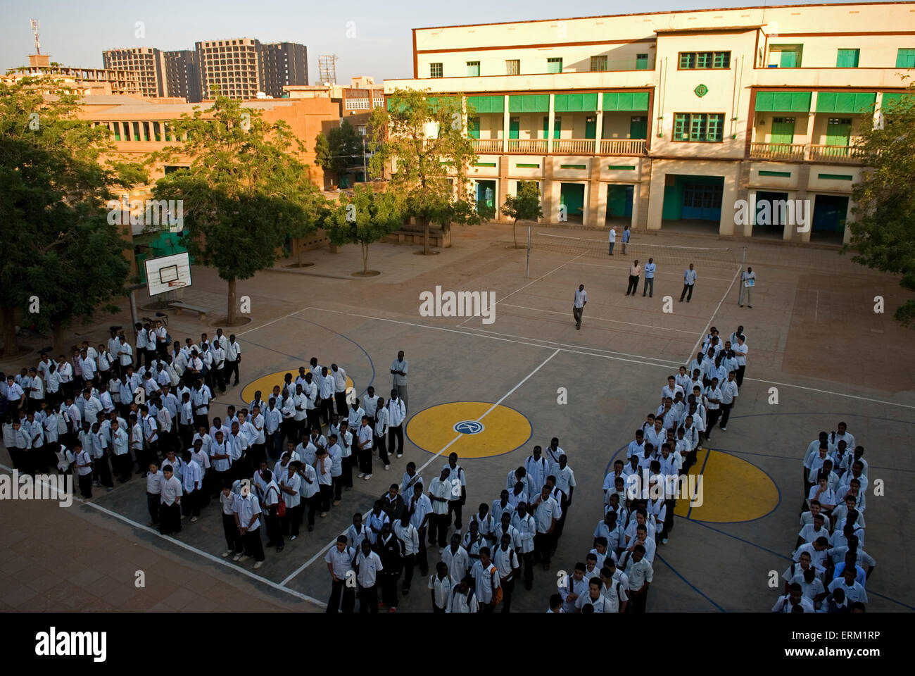 Morning assembly before the lessons on the main courtyard of the ...