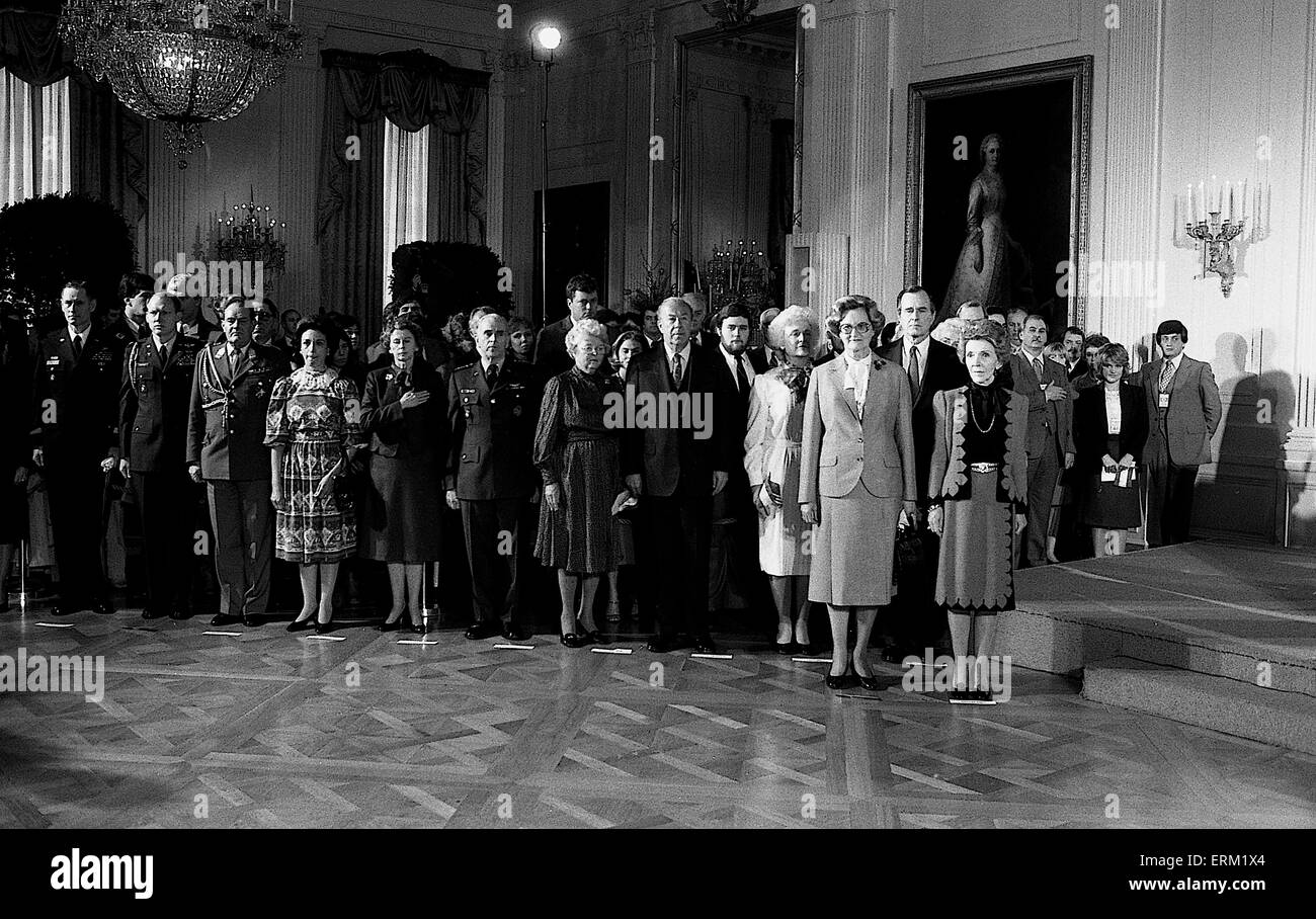 Washington. DC., USA, 28th February 1984 First Lady Nancy Reagan stands ...