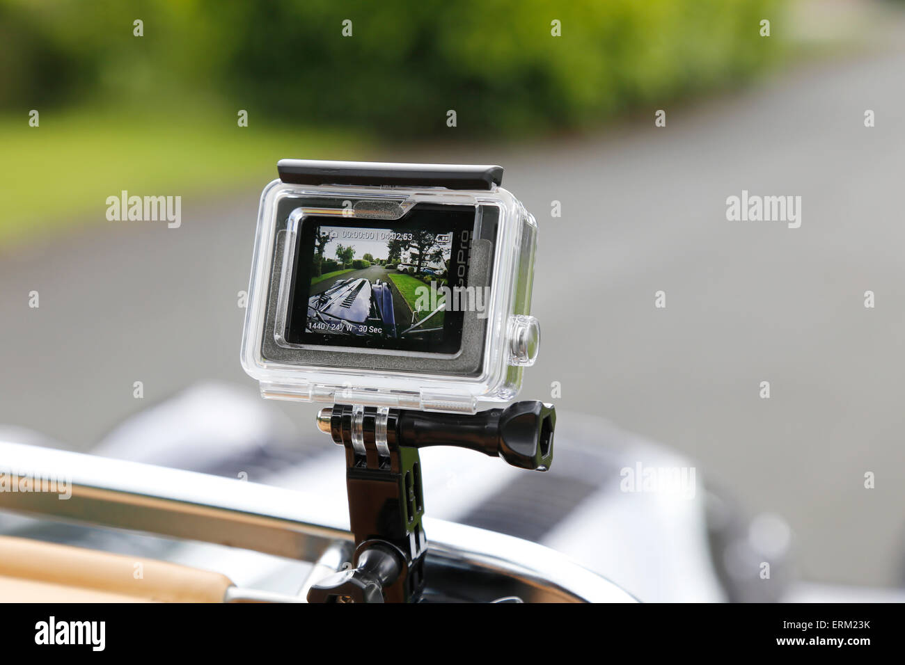 Go Pro Hero 4 Camera mounted on the windscreen of a Morgan Sports Car ...