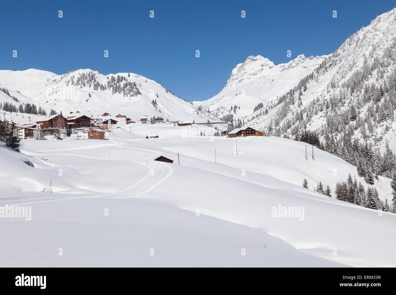 Alpine village of Warth Stock Photo - Alamy