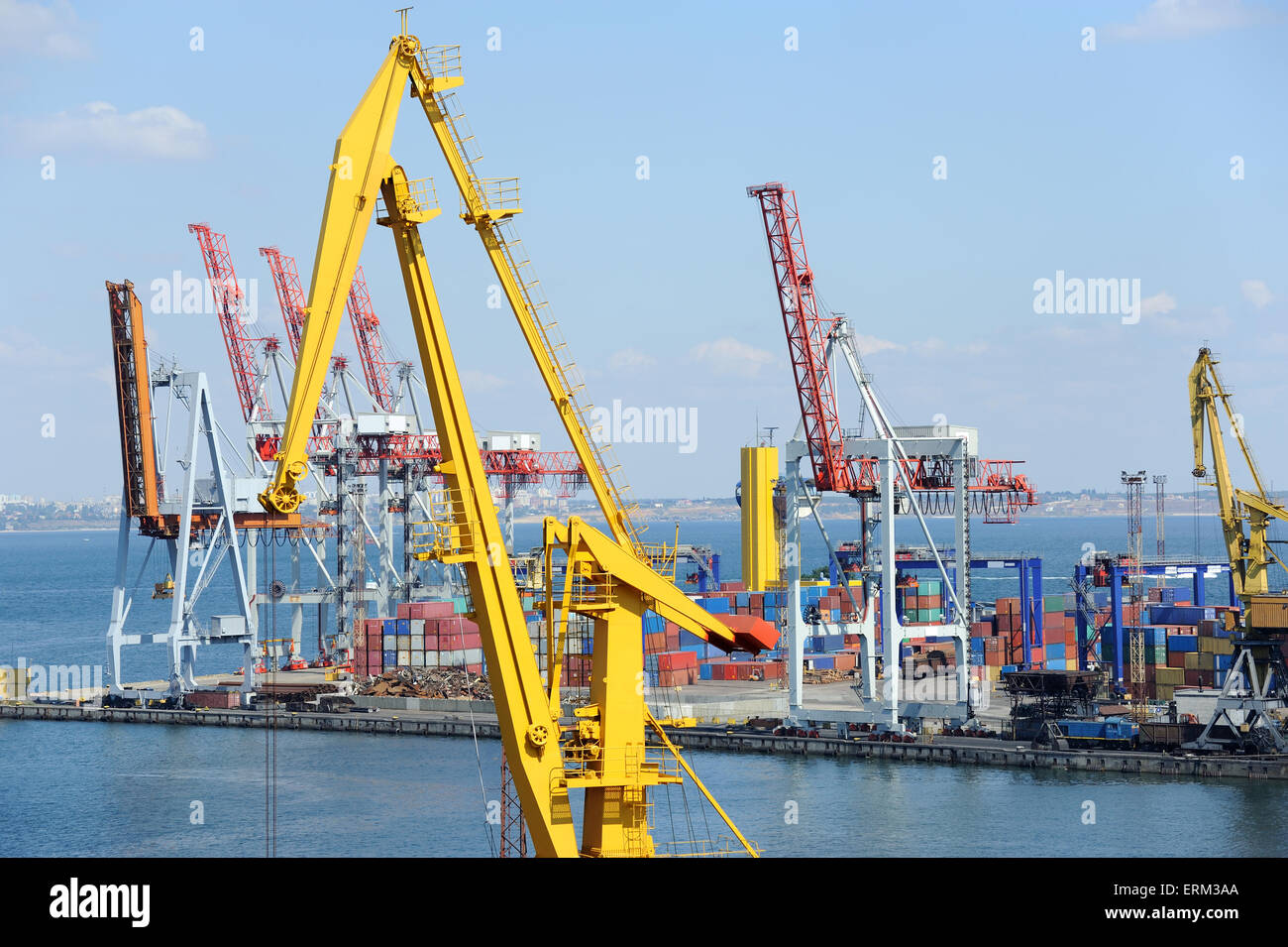 Port warehouse with containers and industrial cargoes Stock Photo - Alamy