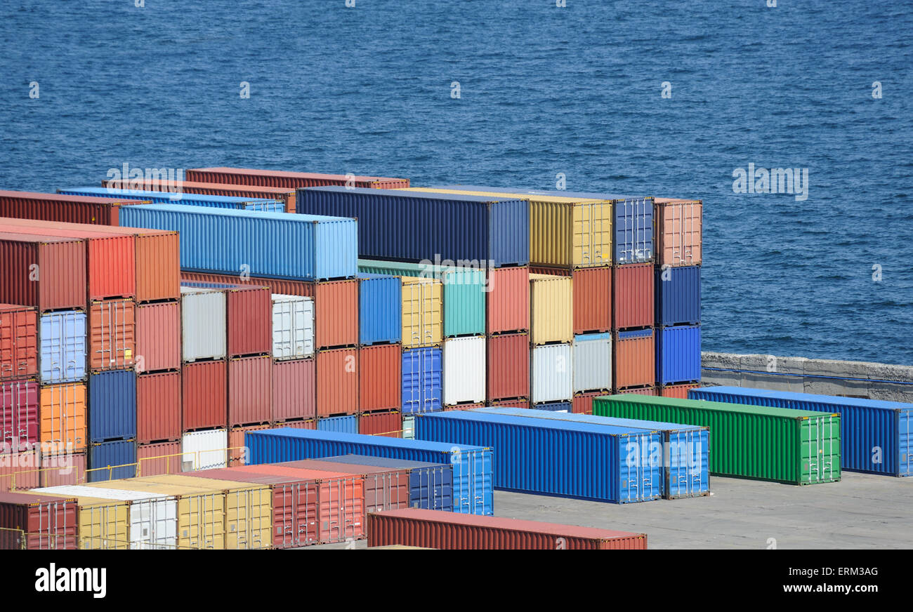 container warehouse near the sea Stock Photo - Alamy