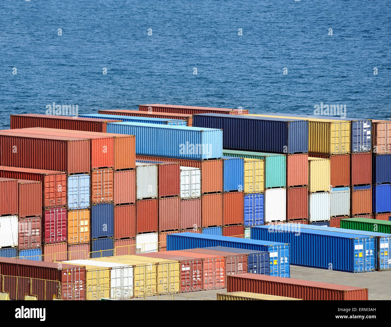 photo of warehouse with sea containers Stock Photo - Alamy