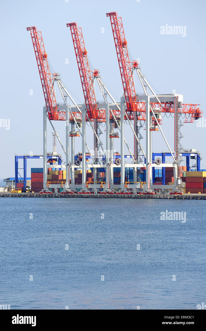 port cranes and container warehouse Stock Photo - Alamy