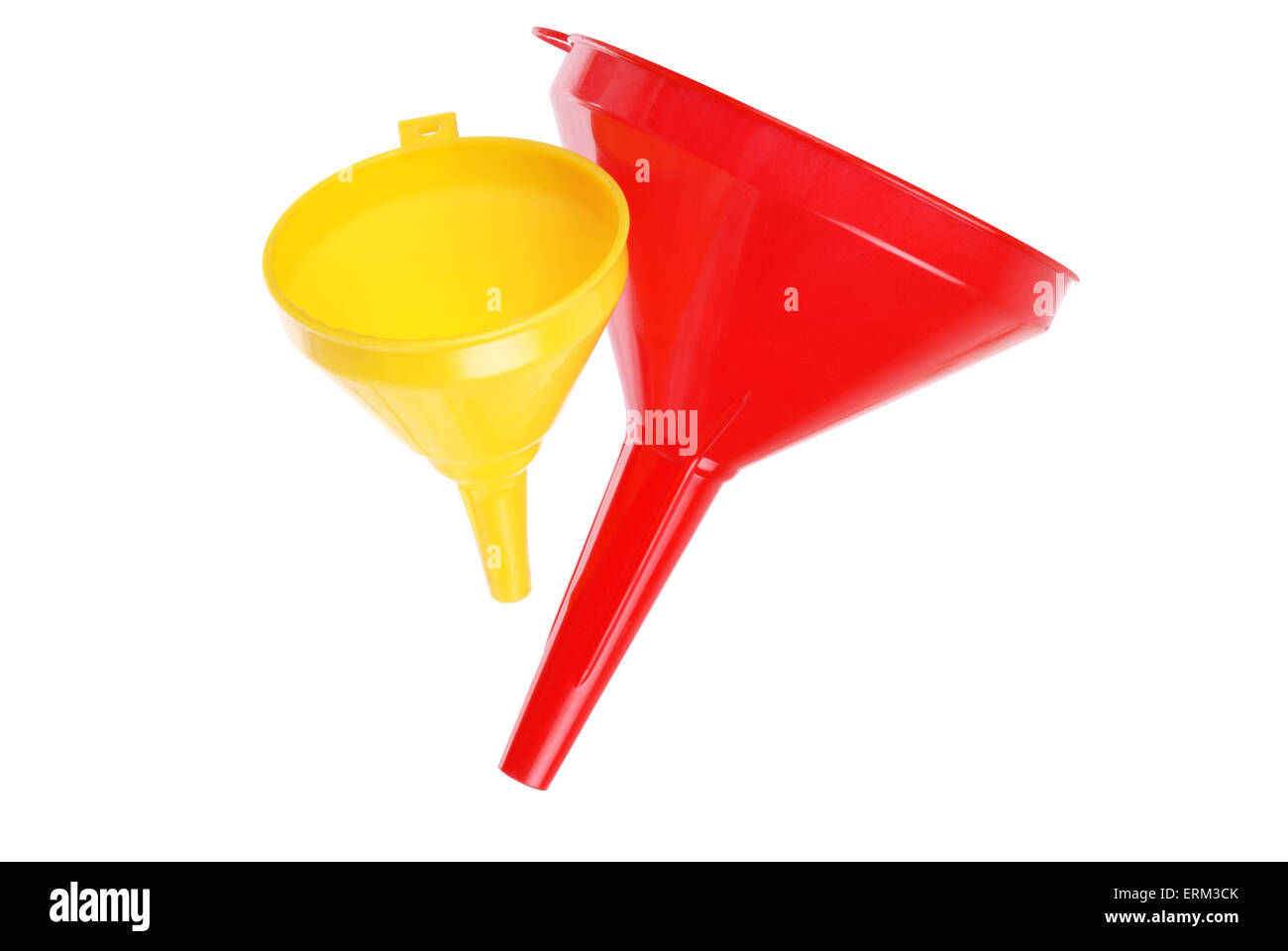 red and yellow plastic funnel isolated on white Stock Photo - Alamy