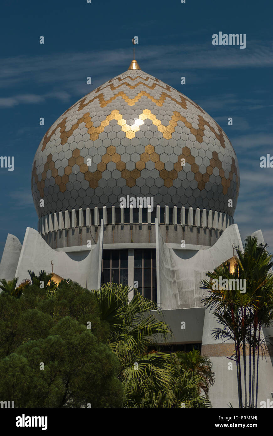 Dome and Minarets of Sabah State Mosque in Kota Kinabalu, Borneo ...